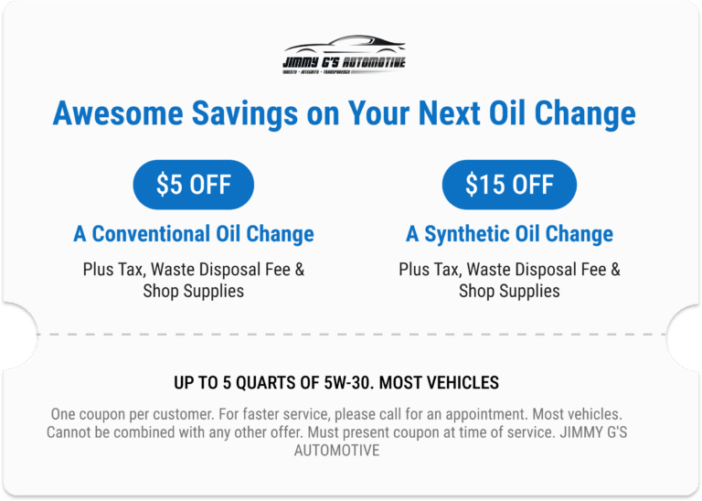 Exclusive Auto Repair Coupon Offers | Jimmy G's Automotive